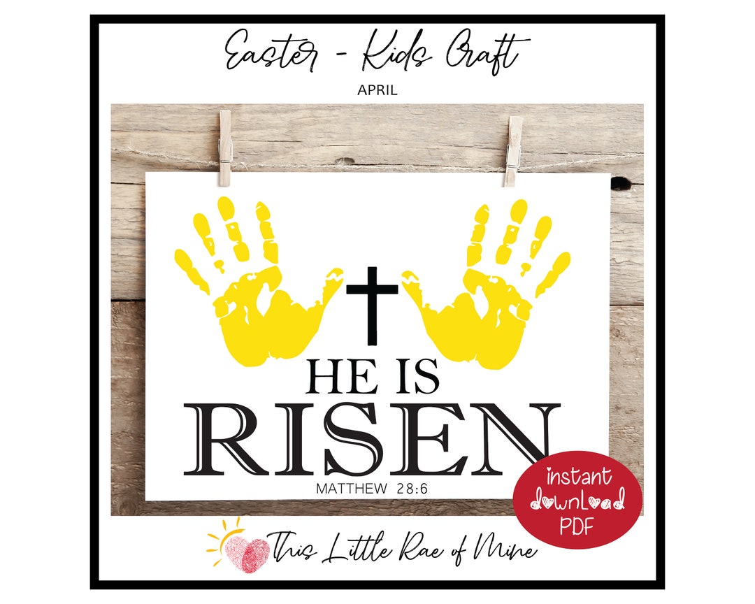 He is Risen - Jesus - Matthew 28:6 - Religious Easter - Handprint Art ...