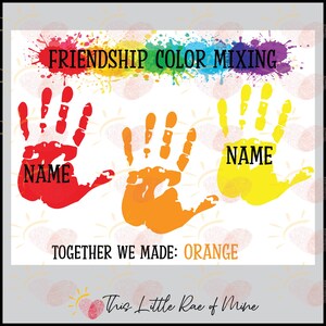 Friendship Color Mixing - Love - Kindness - Friendship - Printable ...