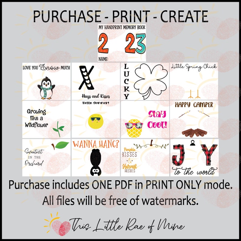 Handprint Memory Book Handprint Art Printable DIY Kid - Etsy