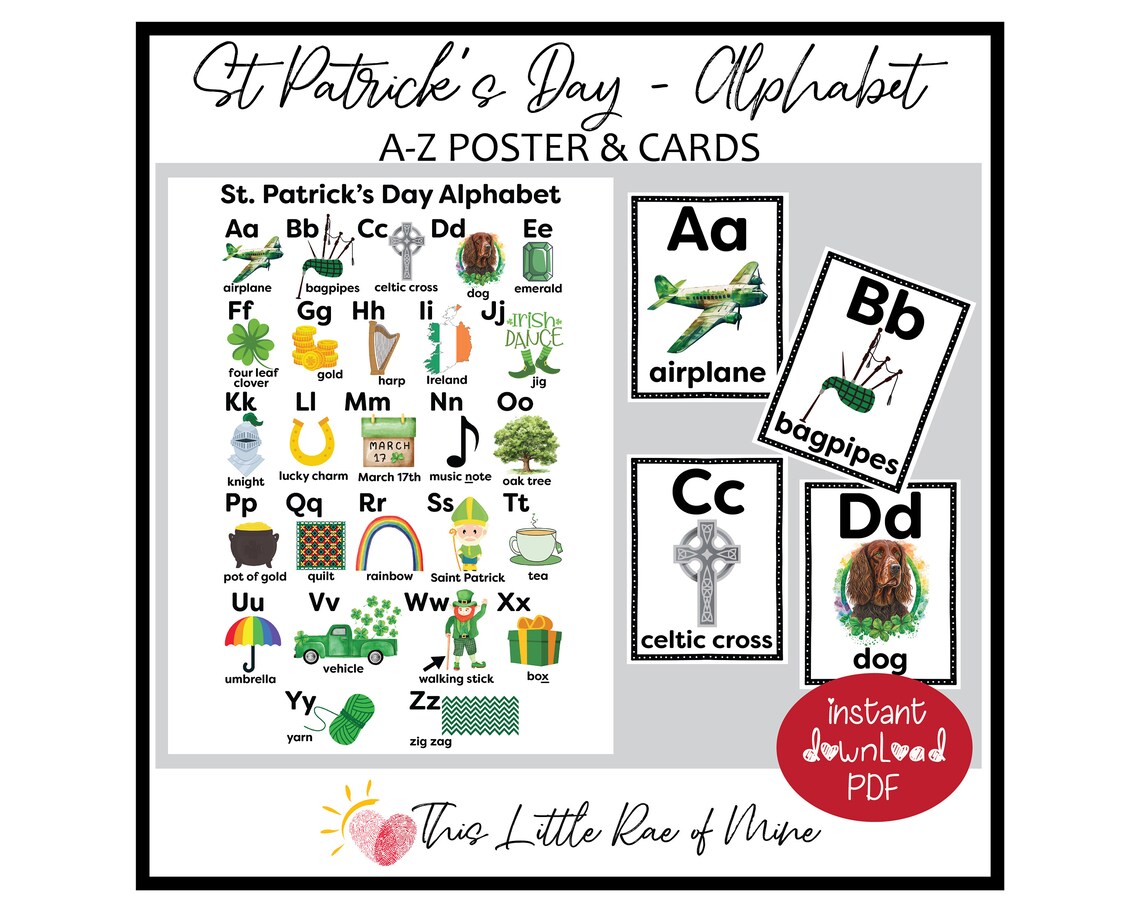 St Patrick's Day - Alphabet Poster and Cards - Printable Classroom ...