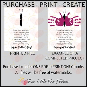 Butterfly - Mother's Day - Handprint Art - Gift - Printable - Handprint ...