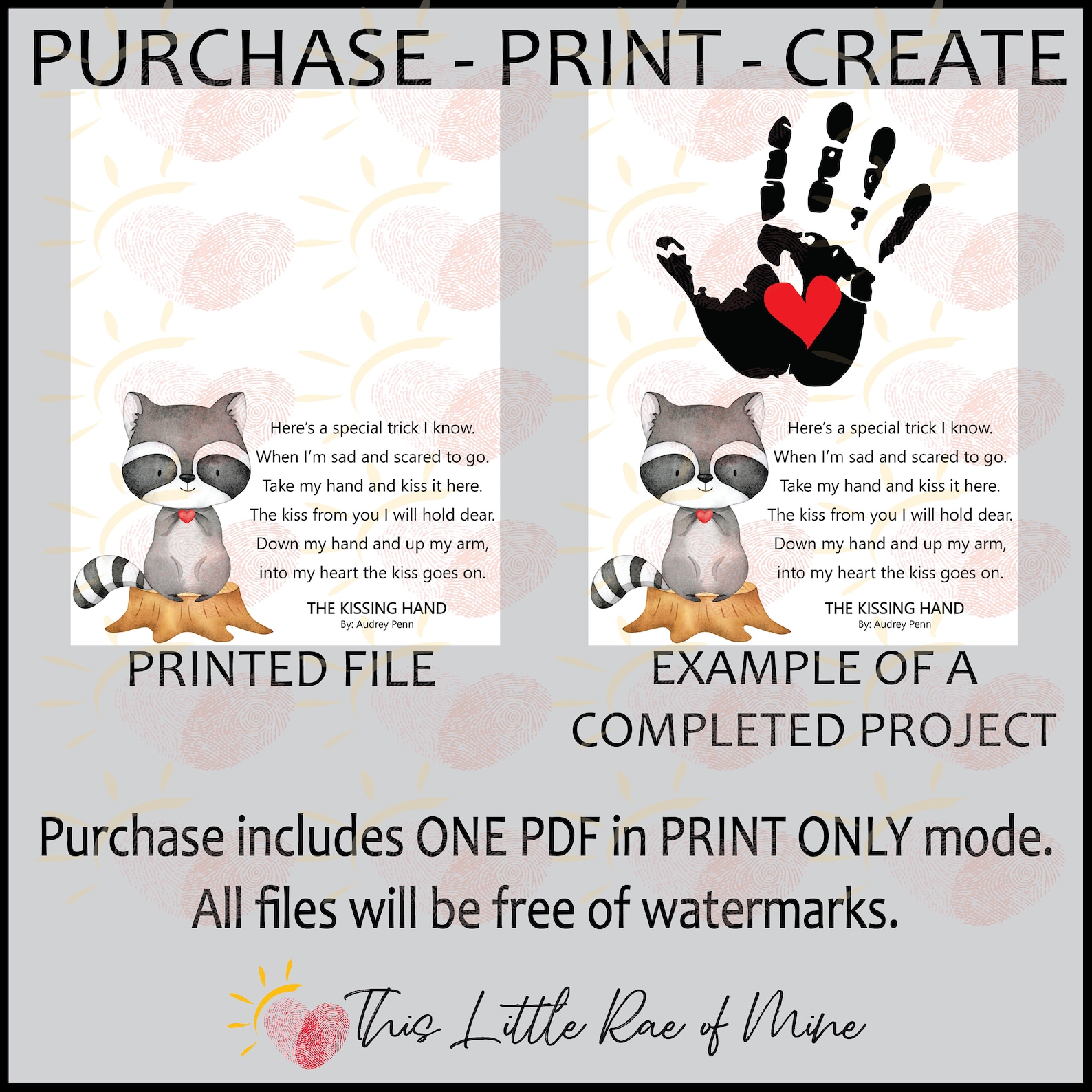 The Kissing Hand - Racoon - Story Book Craft - First Day of School ...