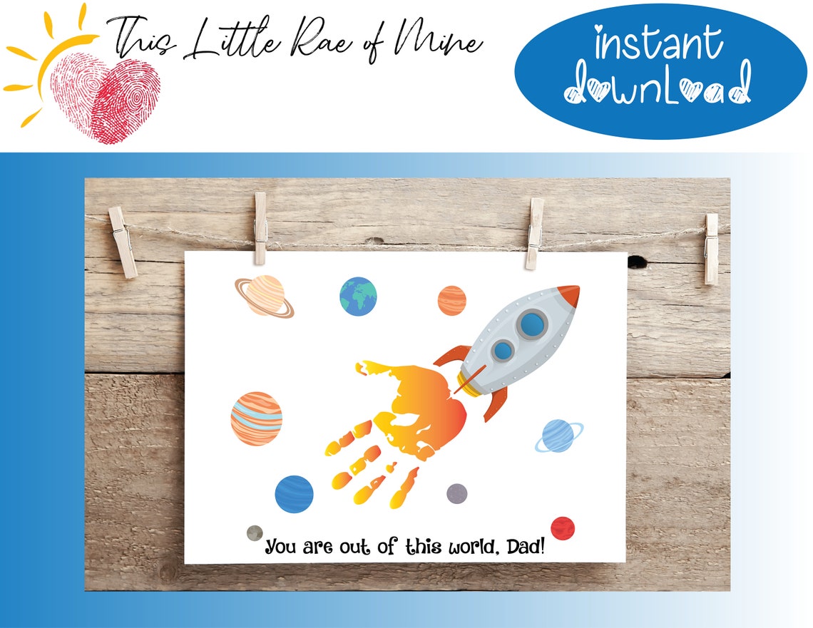 Rocket Space Solar System Father's Day Handprint | Etsy
