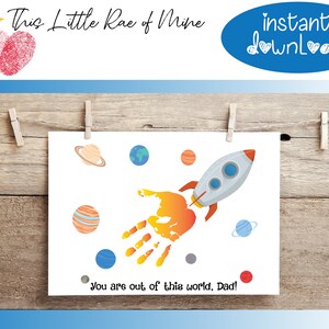 Rocket Space Solar System Father's Day Handprint | Etsy