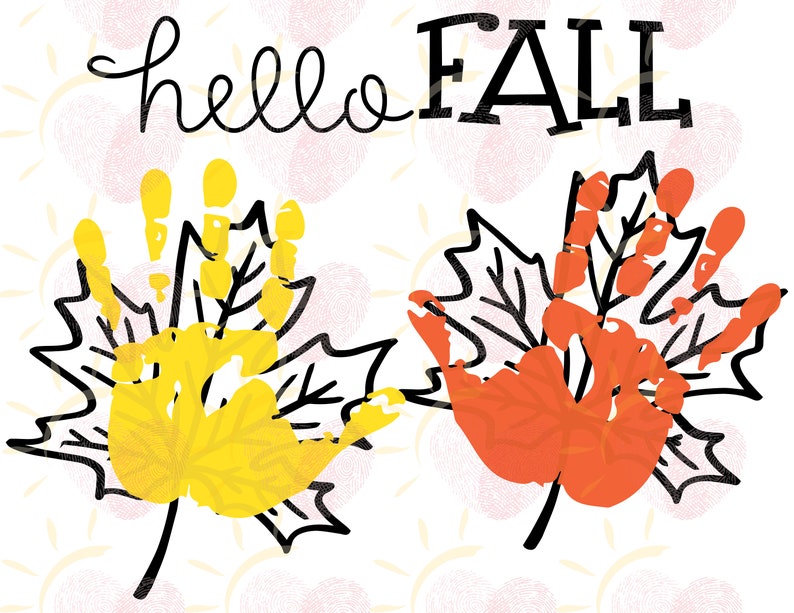 Hello Fall Handprint Art Leaves Leaf Keepsake Fall - Etsy