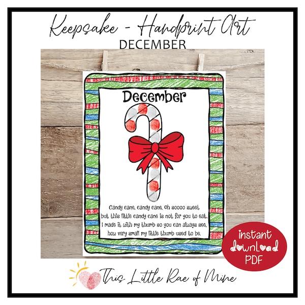 Candy Cane Handprint Craft - Etsy