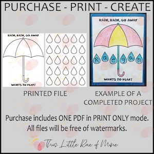 Rain Rain Go Away - Spring - Name Craft - Name Recognition - Printable ...