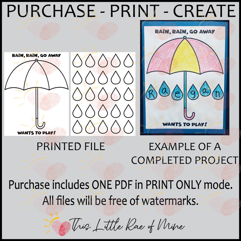 Rain Rain Go Away - Spring - Name Craft - Name Recognition - Printable ...