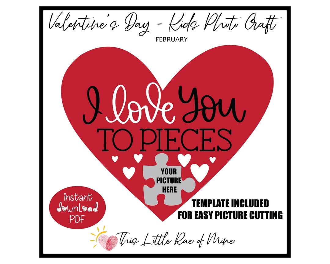 I Love You to Pieces - Puzzle Piece - Photo - Valentine's Day Keepsake ...