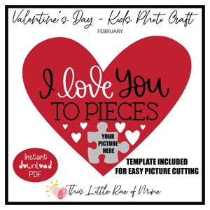 I Love You to Pieces - Puzzle Piece - Photo - Valentine's Day Keepsake ...