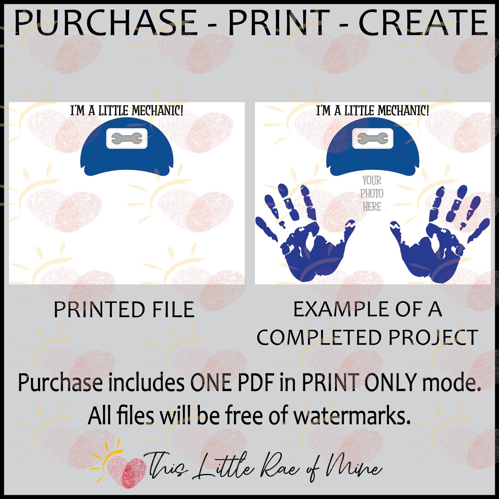 Mechanic - Community Helpers - Handprint Art - Photo - Keepsake ...