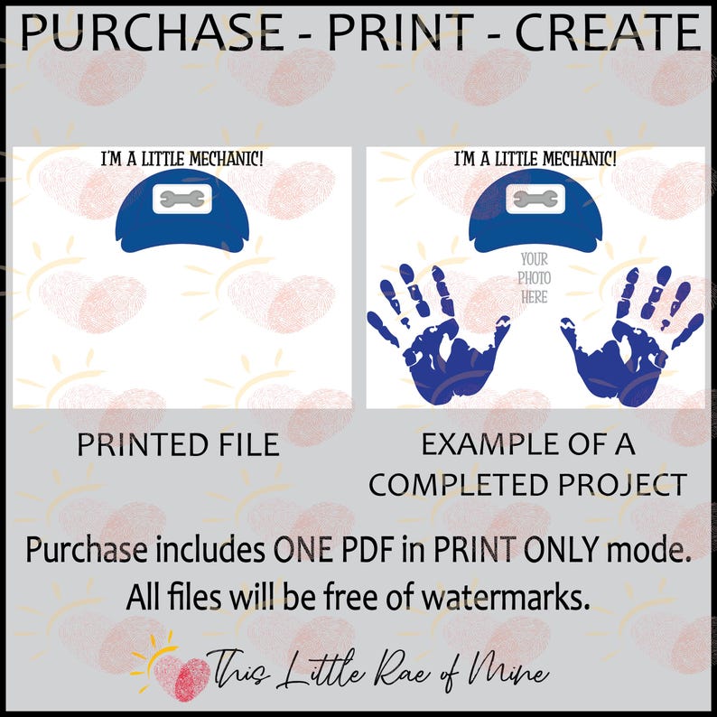 Mechanic - Community Helpers - Handprint Art - Photo - Keepsake ...