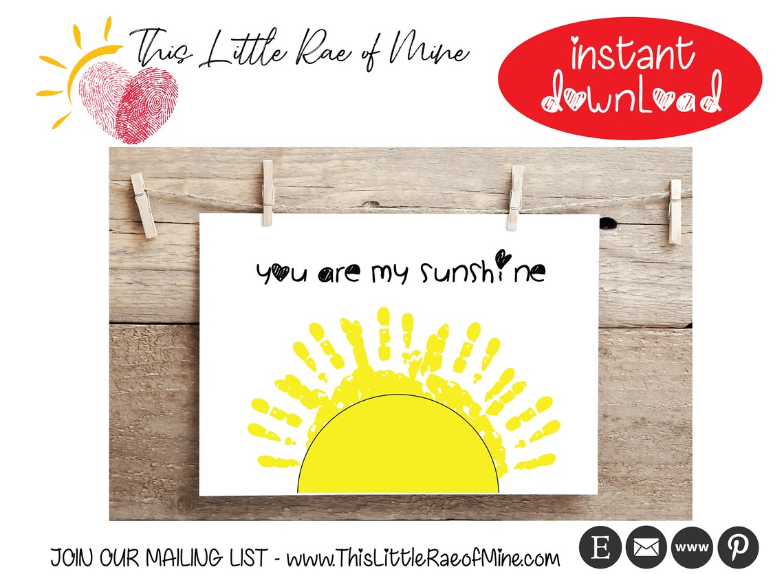 You Are My Sunshine Spring Summer Printable Handprint - Etsy