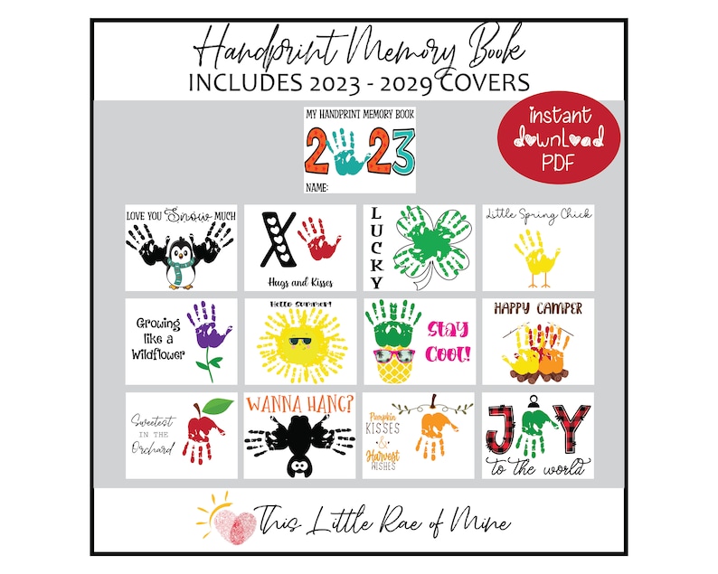 Handprint Memory Book Handprint Art Printable DIY Kid - Etsy