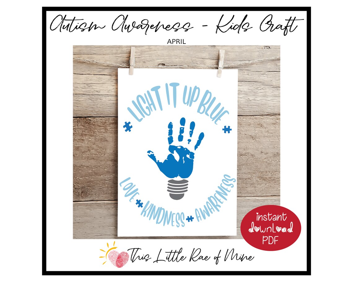 Light It up Blue - Autism - Lightbulb - Handprint Art - Keepsake ...