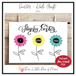 Happy Easter - I Love You - Flowers - Fingerprint Art - Keepsake ...