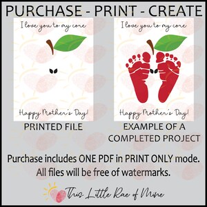 Love You to My Core - Mother's Day - Handprint Art - Gift - Printable ...