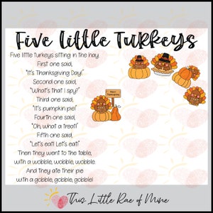 Five Little Turkeys - Thanksgiving - Pumpkin Pie - Poem - Handprint Art ...