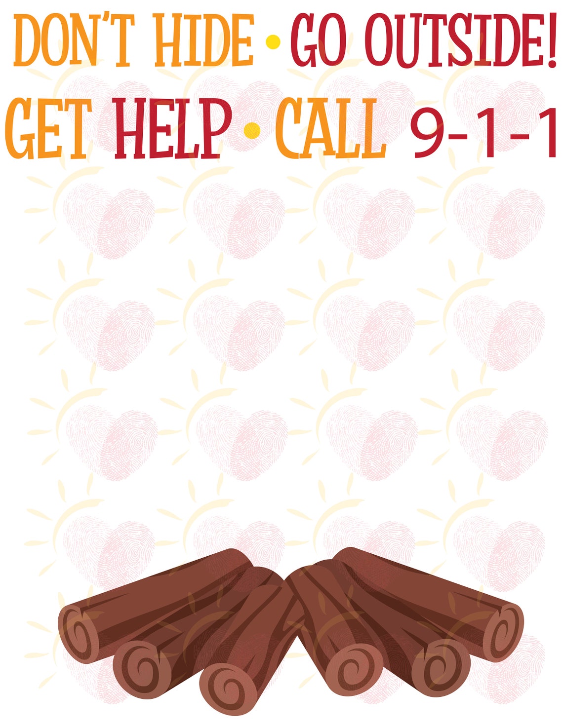 Fire Handprint Don't Hide Go Outside Get Help Call 9-1-1 - Etsy