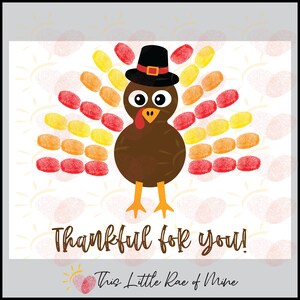 Thankful for You - Thanksgiving - Turkey - Feathers - Fingerprint Art ...