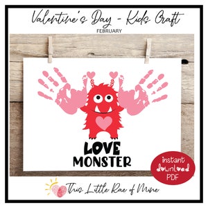 Love Monster - Valentine's Day - Printable - Handprint Art - Keepsake ...