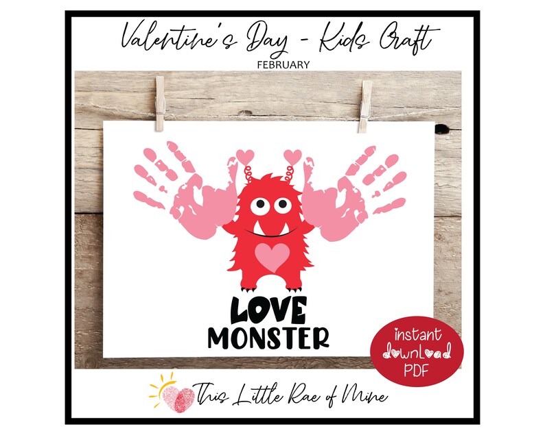 Love Monster - Valentine's Day - Printable - Handprint Art - Keepsake ...