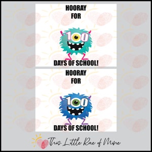 100th Day of School - Cute Monster - Handprint Art - Printable - DIY ...