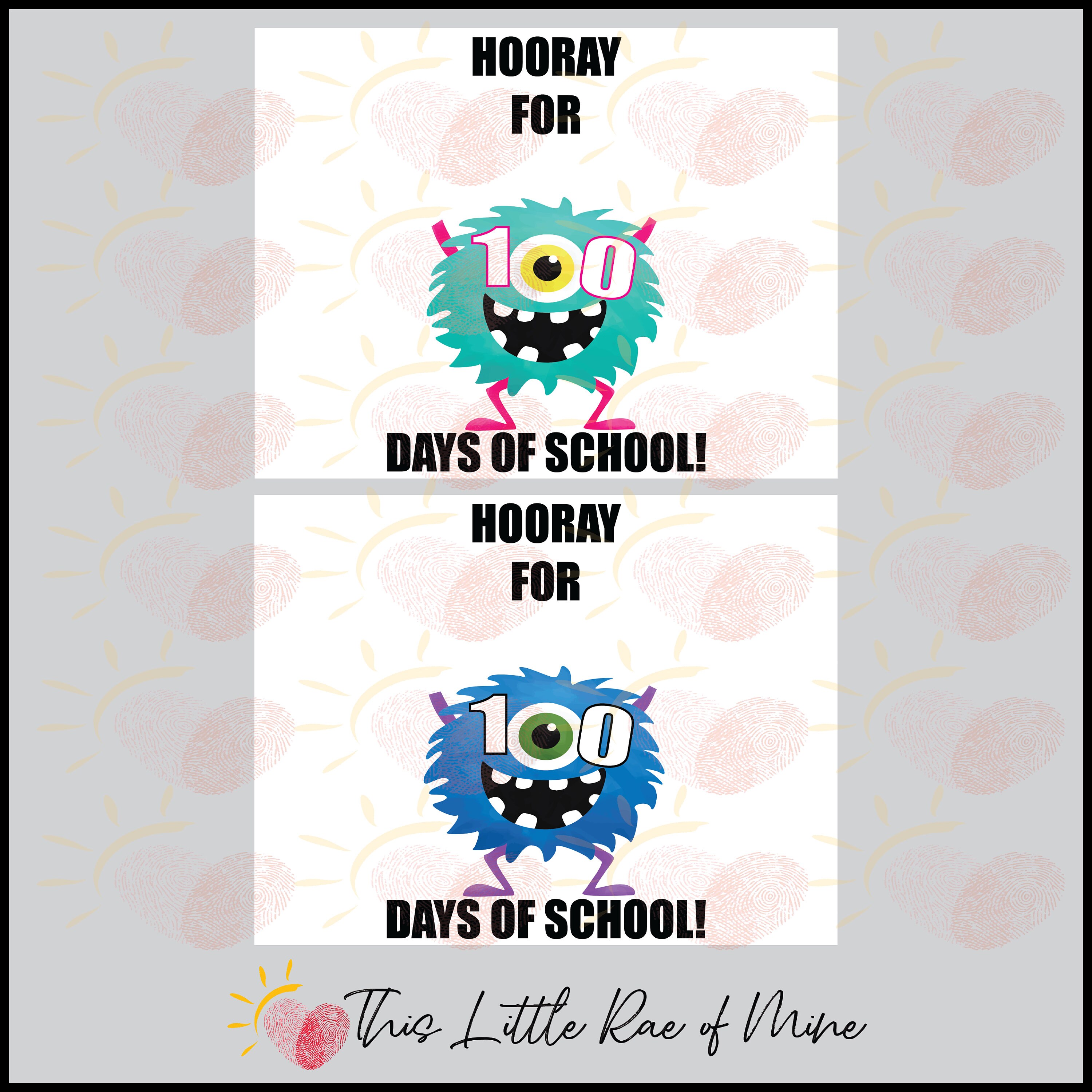 100th Day of School - Cute Monster - Handprint Art - Printable - DIY ...