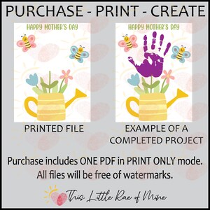 Happy Mother's Day - Flower - Handprint Art - Printable - Keepsake ...