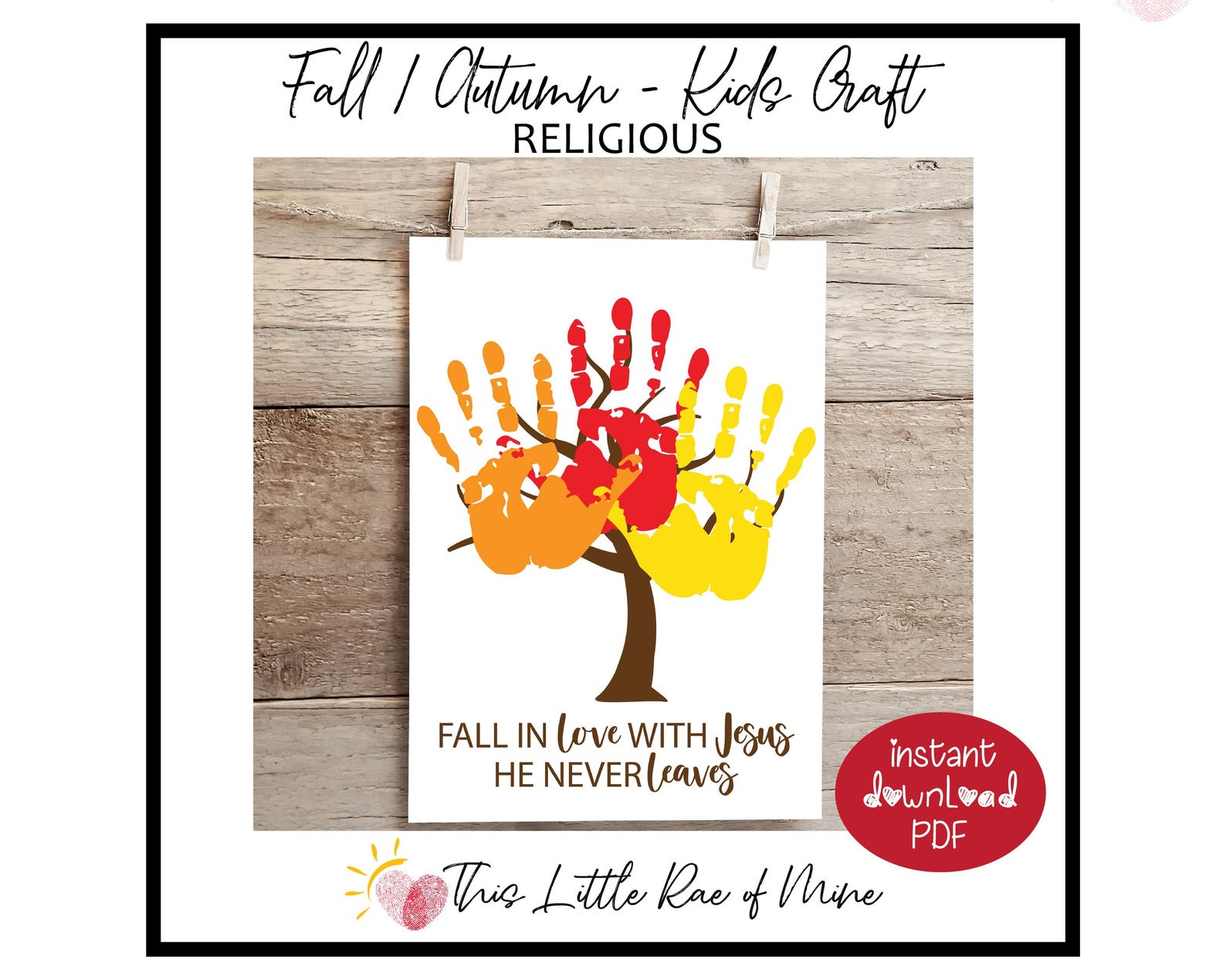 Fall in Love With Jesus - Leaves - Autumn - Handprint Art - Printable ...