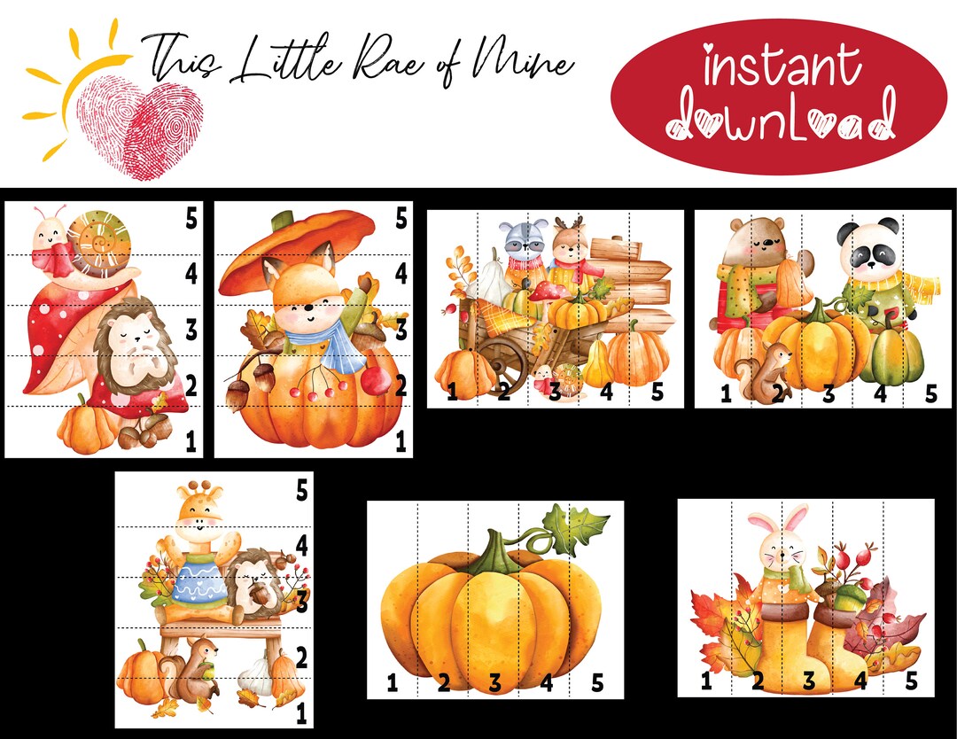 Fall Number Sequence Puzzle Printable Number Activity Math - Etsy