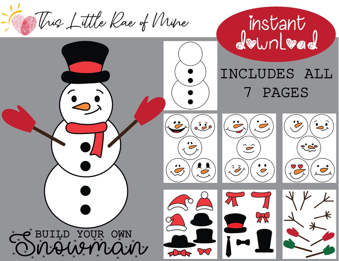 Build Your Own Snowman Christmas Winter Holiday Snow - Etsy