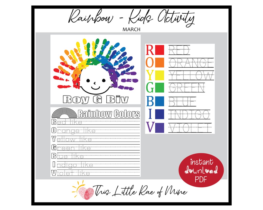 Roy G Biv - Rainbow - St Patrick's Day Printable - Handprint Art - DIY ...
