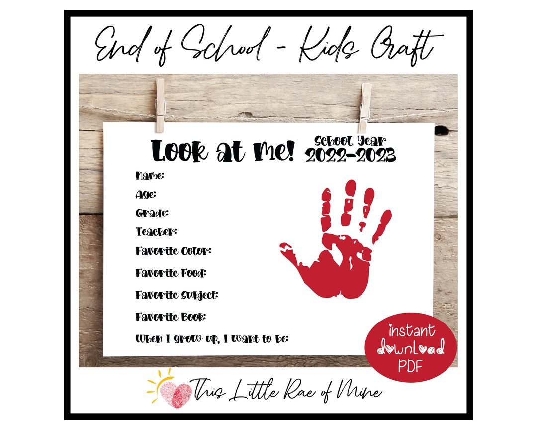 Last Day of School Graduation Day Handprint Art DIY Kid Craft Printable ...
