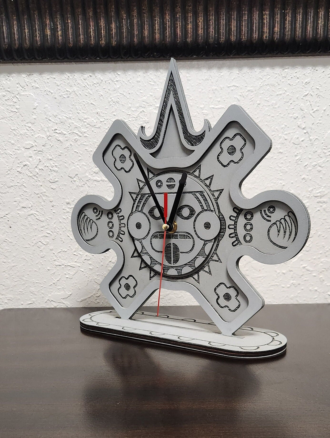 Aztec Style Wooden Tabletop Clock - Etsy