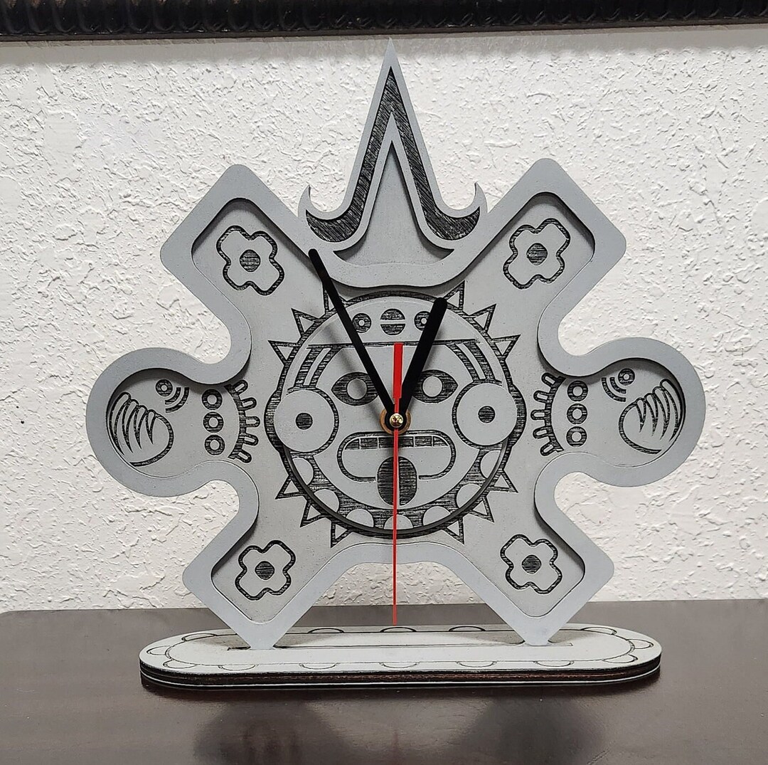 Aztec Style Wooden Tabletop Clock - Etsy