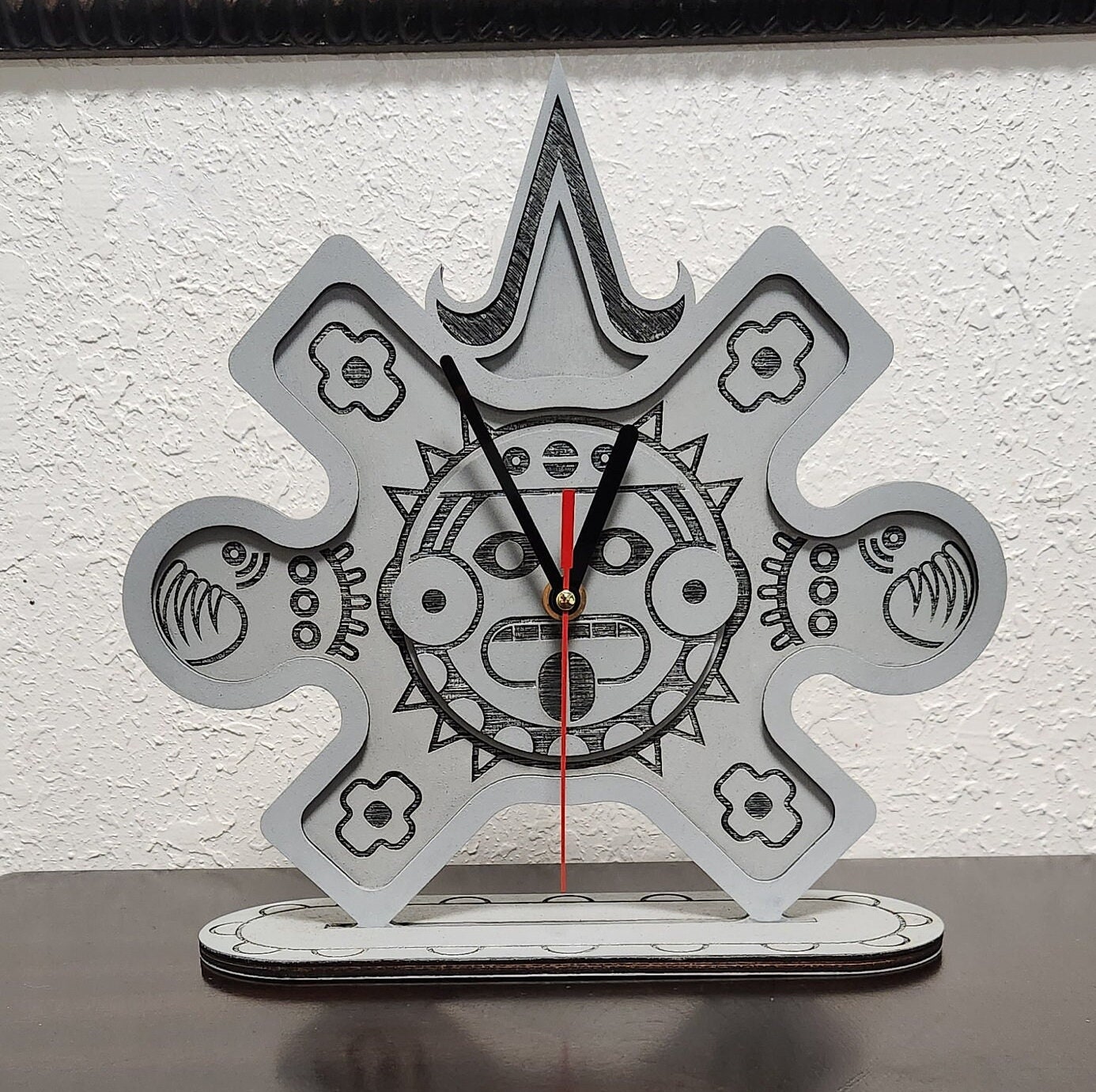 Aztec Style Wooden Tabletop Clock - Etsy