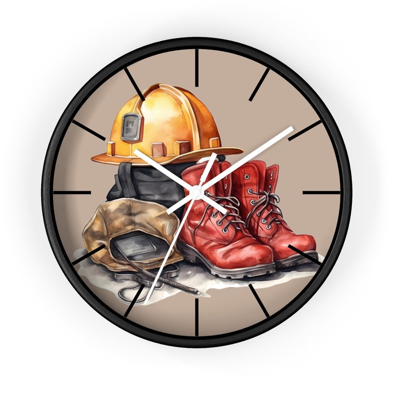 Firefighter Wear Wall Clock, Firefighter Clock, Home Decor, Simple Wall ...