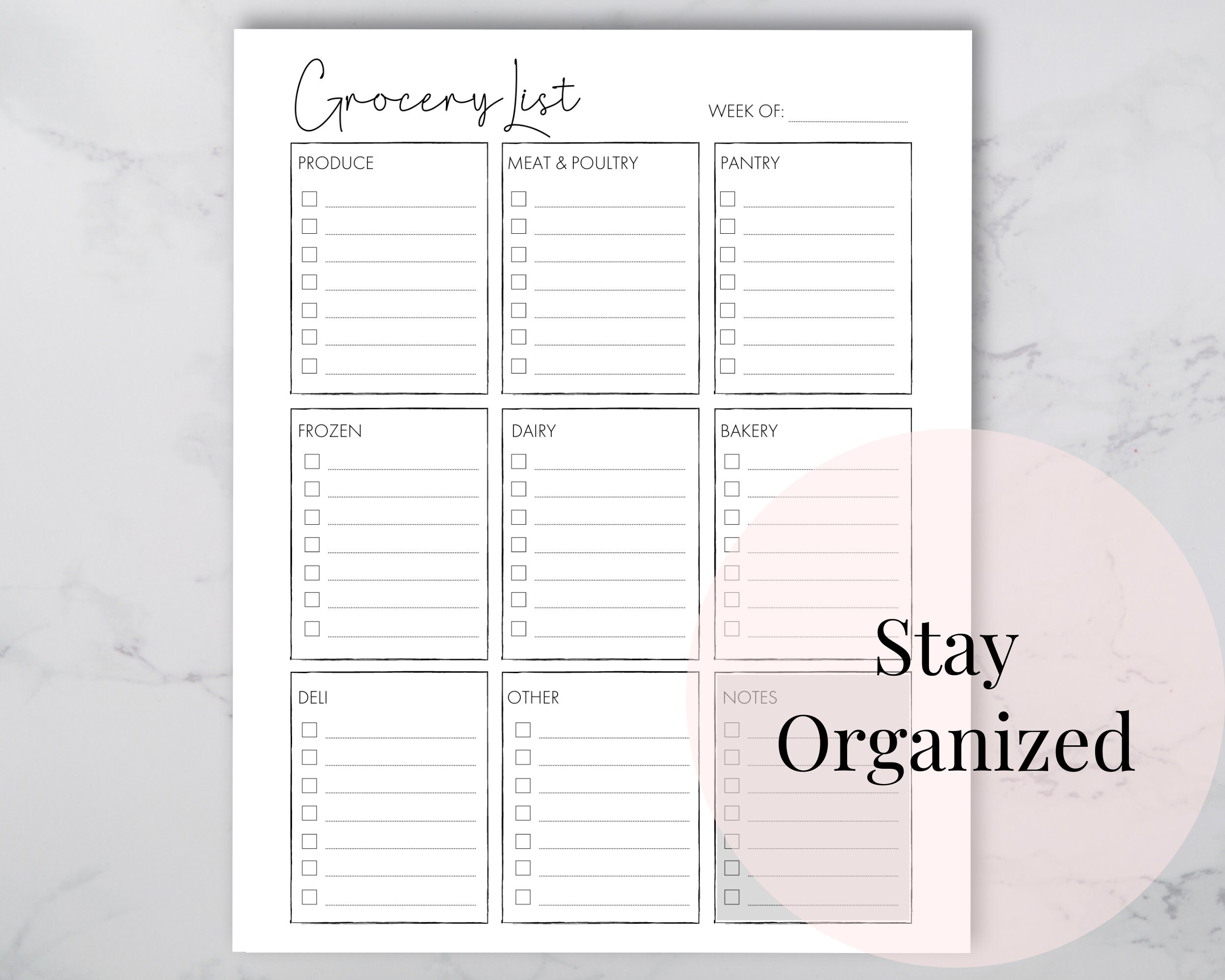 Grocery Shopping List Printable PDF, Letter Size and A4 - Etsy