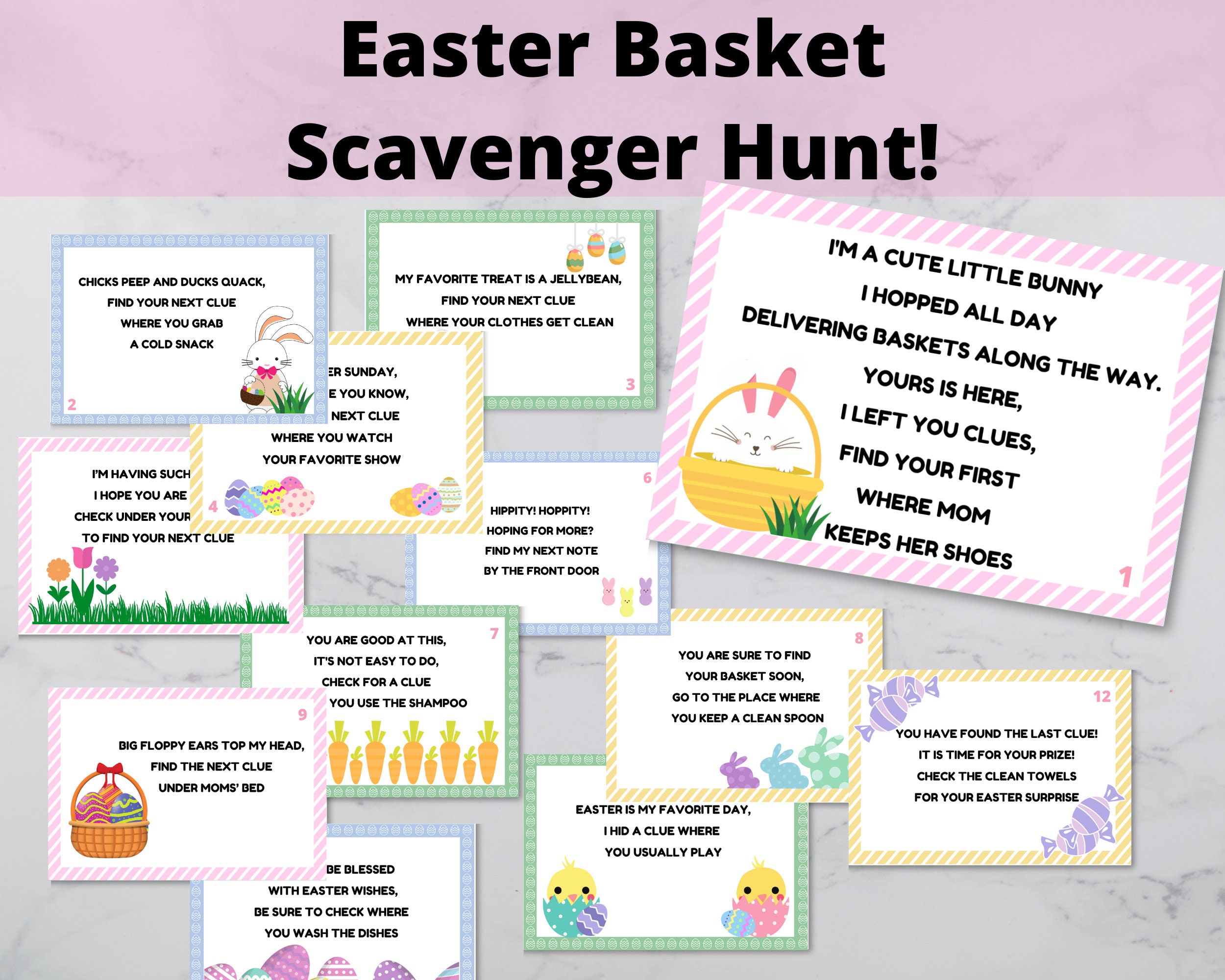 Easter Scavenger Hunt Game, Kids Easter Treasure Hunt, Easter Basket ...
