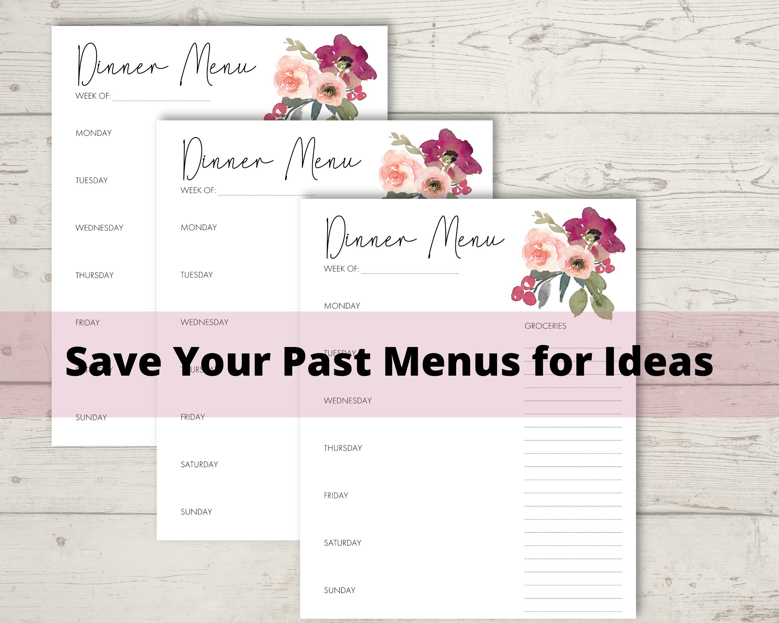 Printable Weekly Dinner Menu, Grocery List, in Full Page and A4 - Etsy