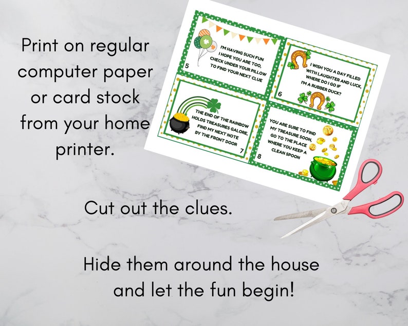 St Patrick's Day Scavenger Hunt, Leprechaun Treasure Hunt Game ...