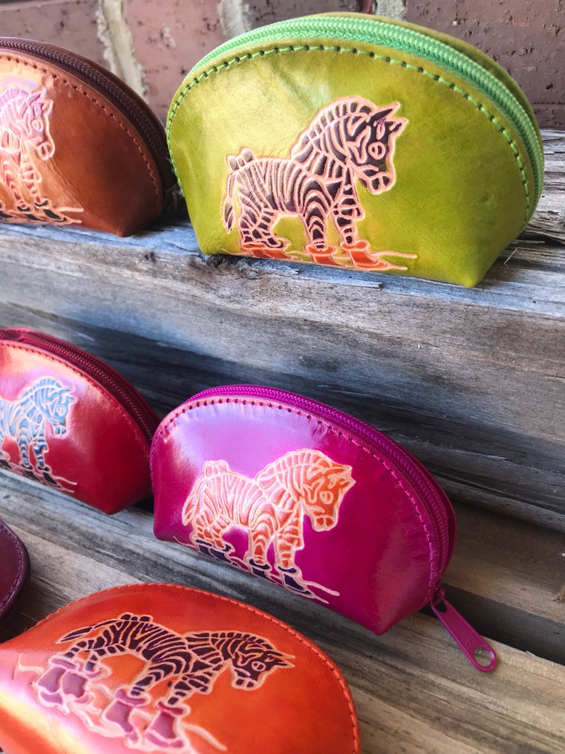 6 Pc Leather Zebra Handcrafted Change Purse India - Etsy
