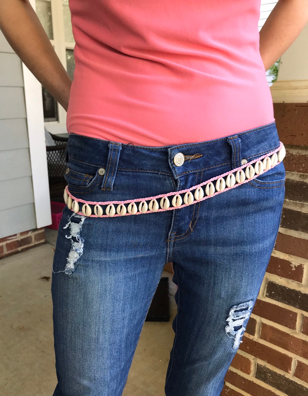 Genuine Cowrie Shell Pink Belt - Etsy