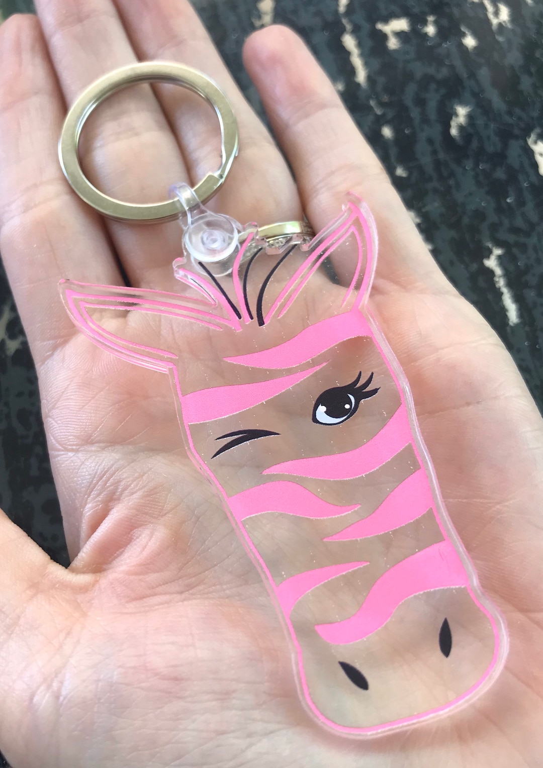 Pink Zebra Laser Cut Keychain Acrylic - Etsy