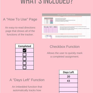Class Assignment Tracker Google Sheets Spreadsheet Template | Digital ...