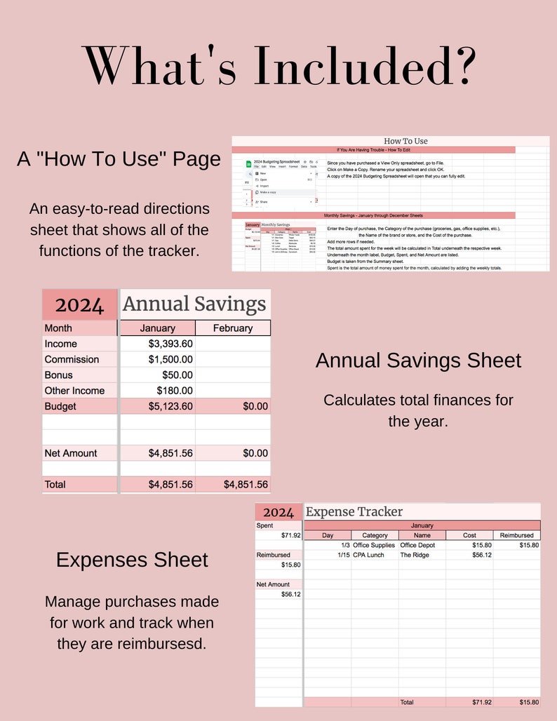 2024 Digital Budgeting Google Sheets Spreadsheet Template Digital ...