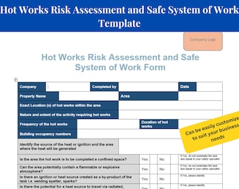 Hot Works Risk Assessment Template: Safe System of Work (digital ...