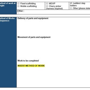 Risk Assessment and Method Statement Word Template - H&S Editable ...