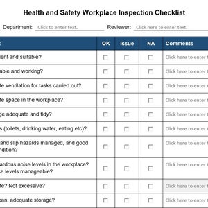 Workplace Inspection Checklist Template Word | Comprehensive H&S ...